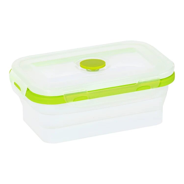 Прозрачная зеленая 540 мл складная емкость для пищи безопасная в микроволновке переносная коробка для офиса
