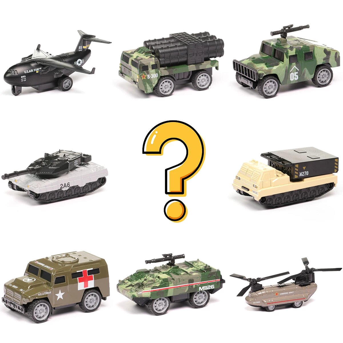 Случайная модель военной машины из 8-комплекта, алюминиевая игрушка для мальчиков, упаковка с демонстрацией