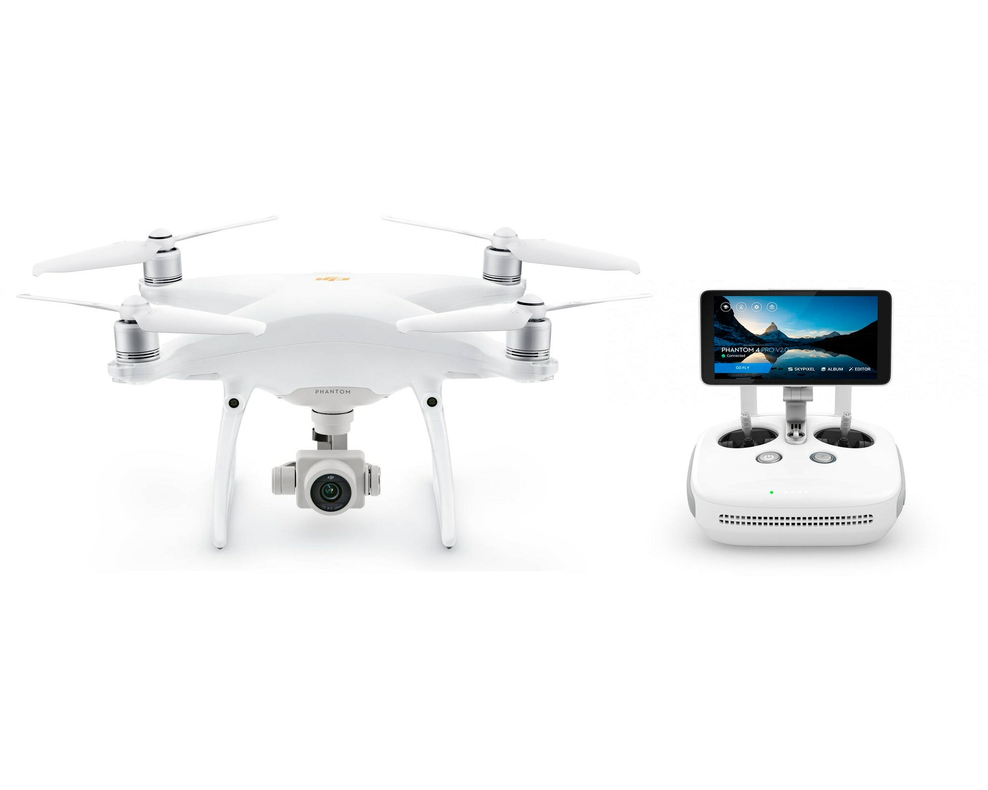 Квадрокоптер Dji Phantom 4 Pro V2.0 Plus 20Mpix 4K UHD WiFi GPS ГЛОНАСС ПДУ белый