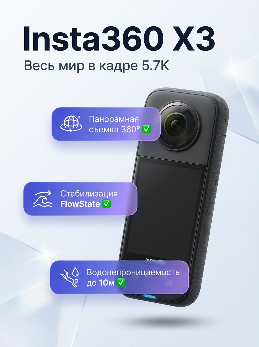 Видеокамера панорамная Insta360 X3