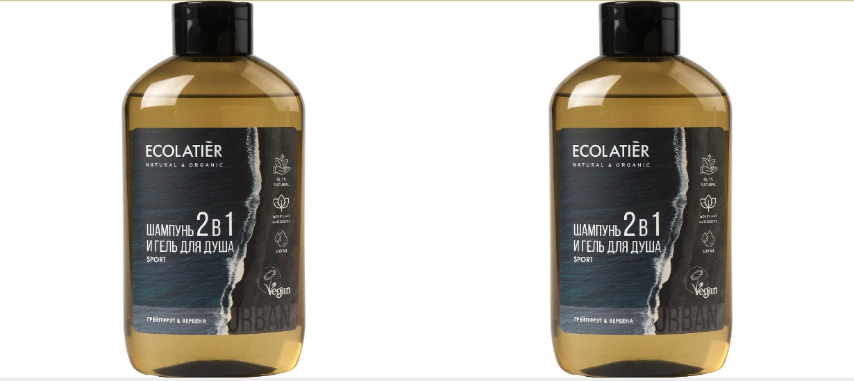 Гель для душа+шампунь Ecolatier Urban, Грейпфрут&Вербена, 2в1, 600 мл, 2 шт.