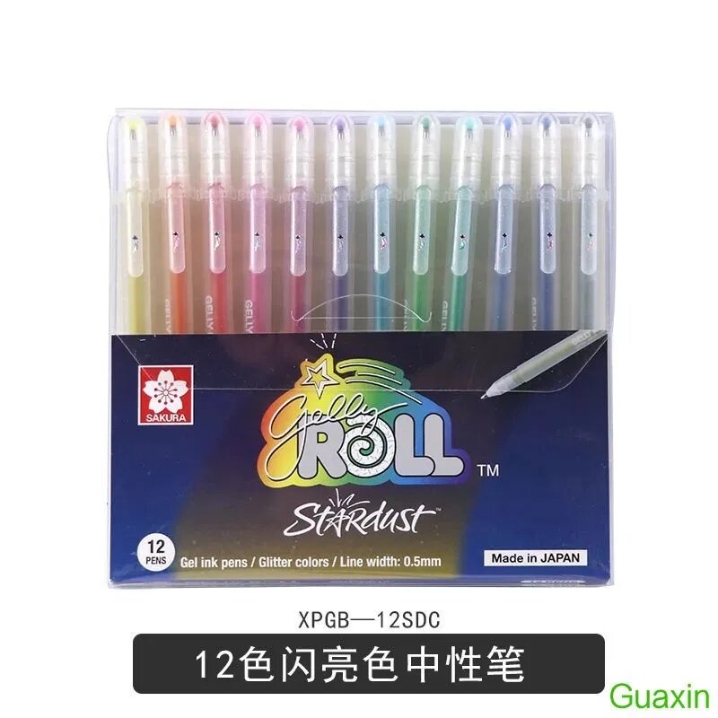 Набор гелевых ручек Sakura Gelly Roll Stardust, 12 цветов, с блестками, 0.5 мм