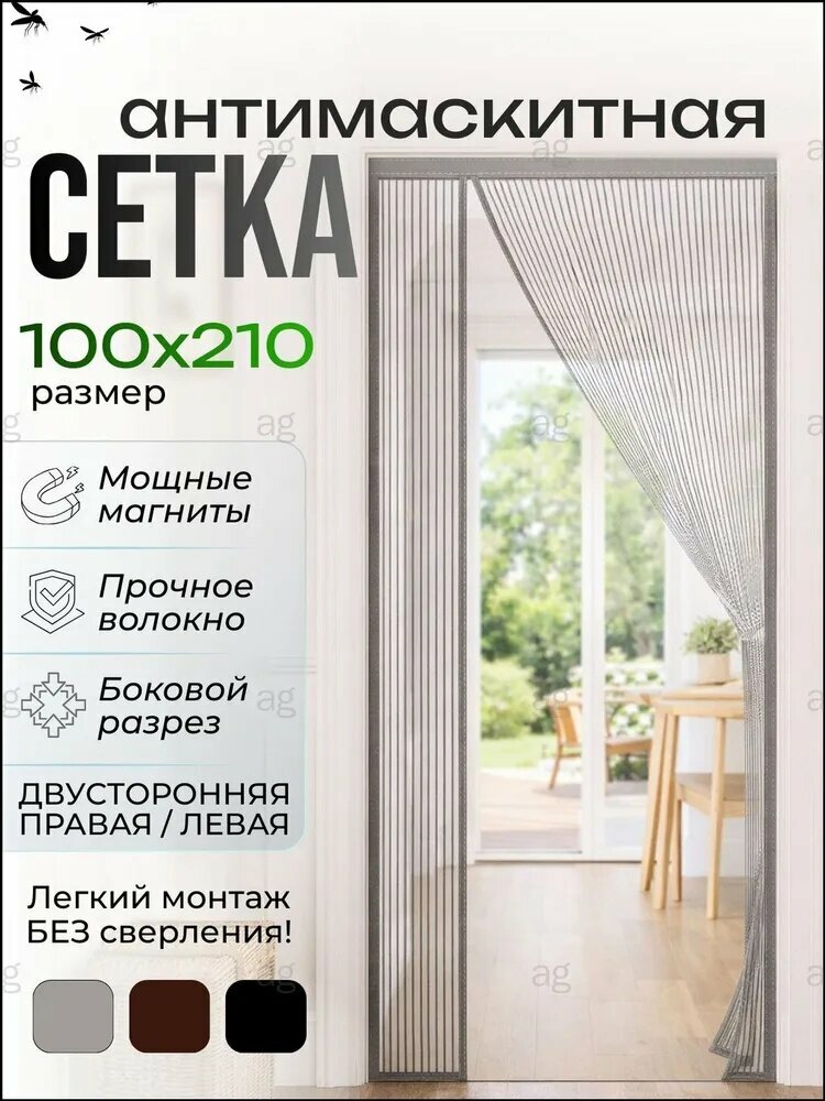 Сетка антимоскитная, раздвижная сетка на магнитах для защиты от насекомых на окна и двери