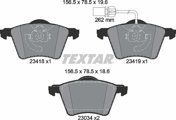 Колодки передние с противошумной пластиной Q+ FORD SEAT VOLKSWAGEN TEXTAR 2341801