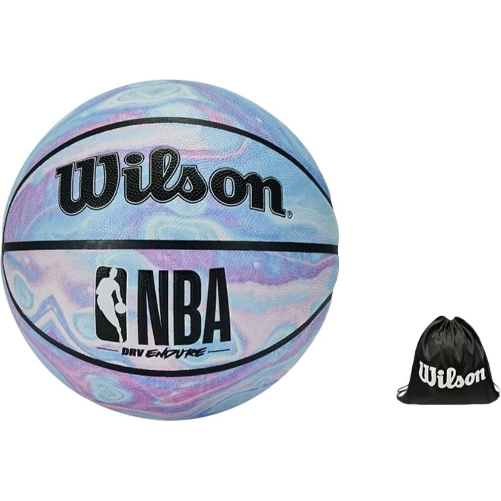 Баскетбольный мяч унисекс Wilson NBA Pu Basketball, синий фиолетовый, размер 7, тренировочный, версия для материкового Китая