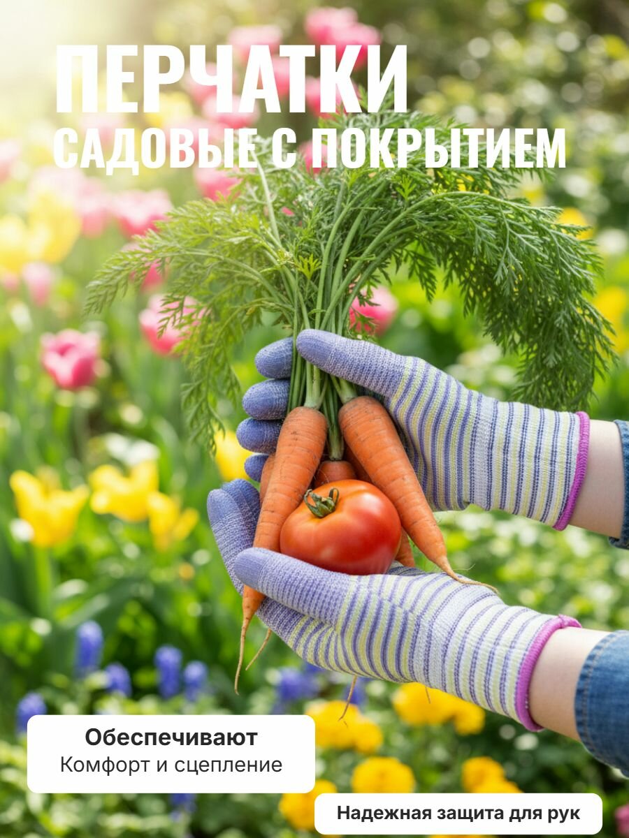 Перчатки садовые с покрытием 3 пары