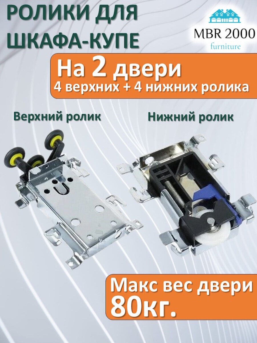 Компл-т роликов для шкафа-купе тип Стенли STANLEY на 2 дверь