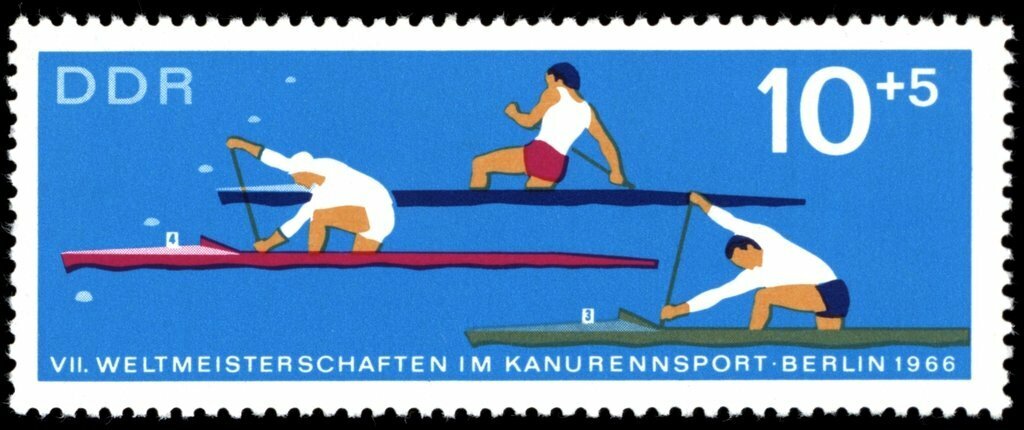 (1966-050) Марка Германия (ГДР) "Каное одиночное" Гребля на каноэ III гашеная