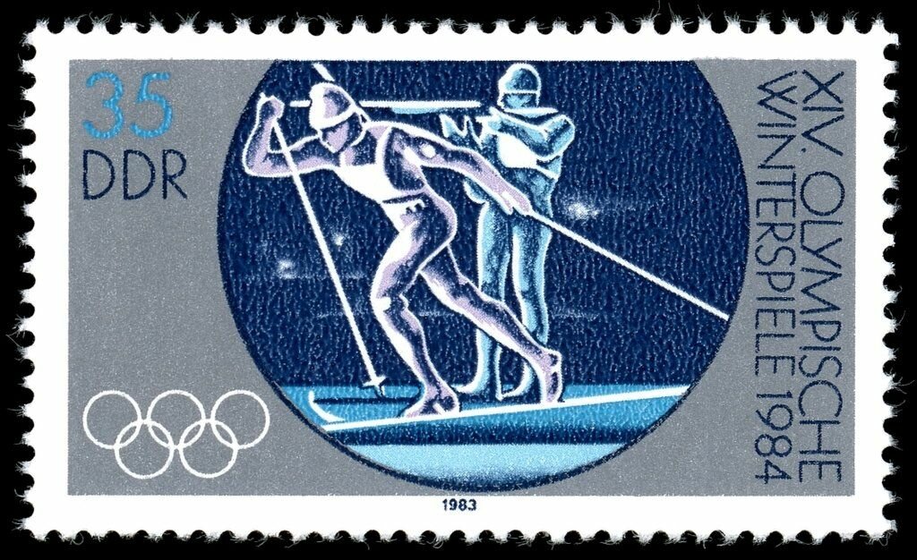 (1983-087) Марка Германия (ГДР) "Биатлон" Зимние ОИ 1984, Сараево III O