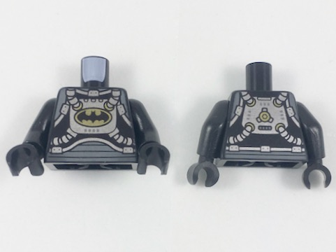 Torso Spacesuit with Silver Gear, Bat in Gold Oval Pattern / Black Arms / Black Hands, 973pb2963c01 Black U