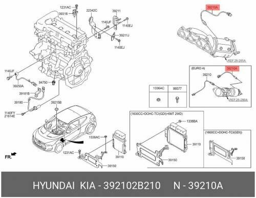 392102b210_лямбда-зонд в коллекторе задний/ hyundai ix35 Hyundai / Kia (Mobis) :