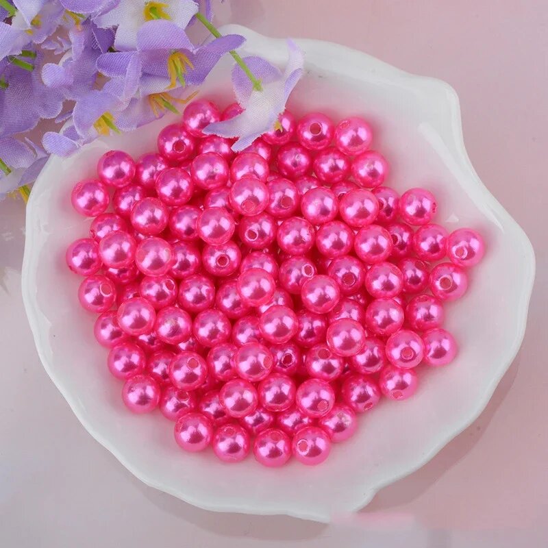 Бусины АБС с имитацией жемчуга 3-16 мм для рукоделия 12mm x 30pcs, Rose Red