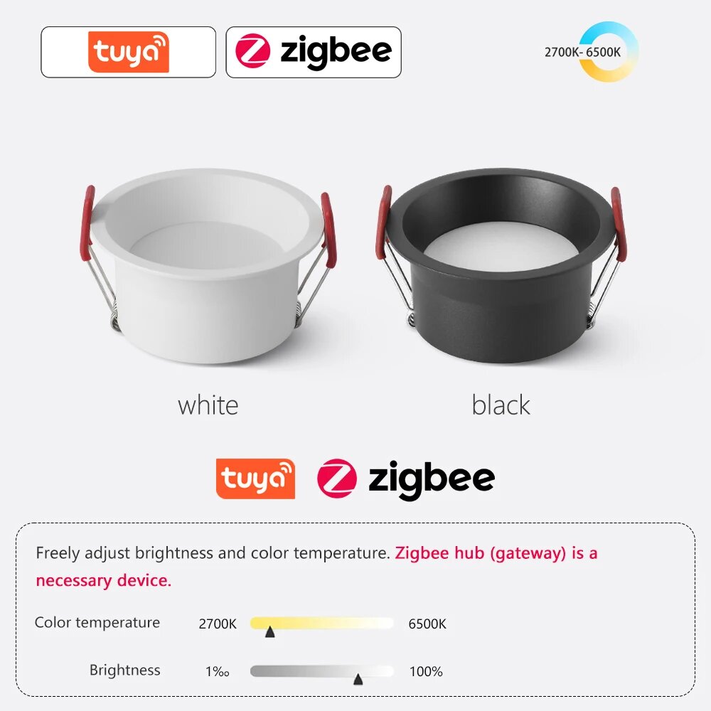 Tuya Zigbee/DALI/ Matter/5 CCT переключаемый встраиваемый антибликовый светодиодный потолочный светильник черный/белый домашний светильник для гостиной, спальни