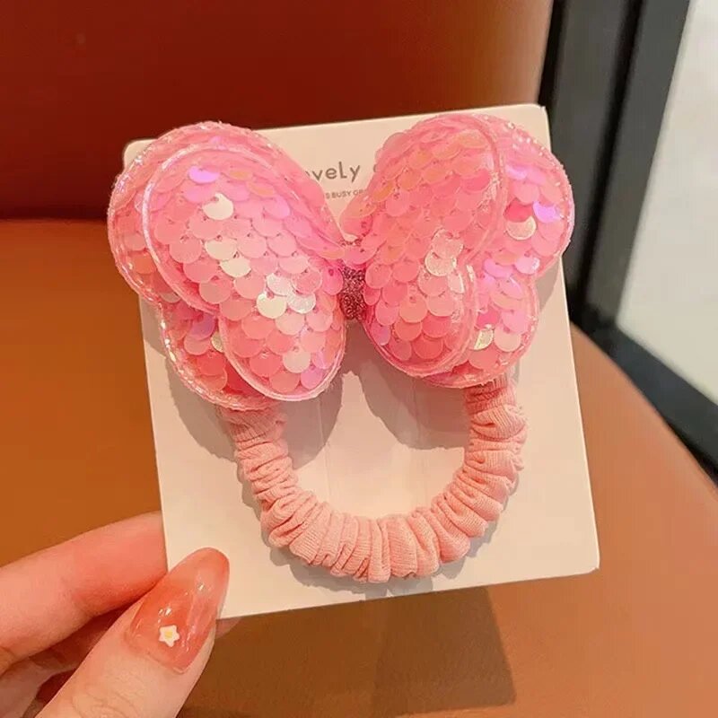Лазерные блестки с бантом для волос Розовый, pink