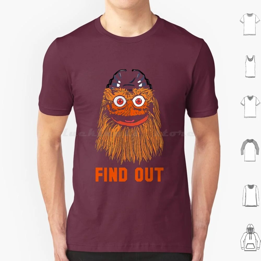 Бордовая футболка с принтом Gritty "Find Out" XXXL