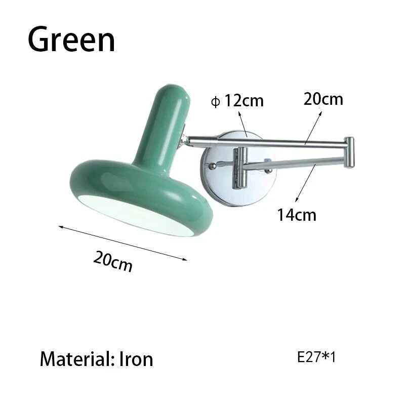 Зеленая настенная лампа поворотная, 110V, Iron, E27*1