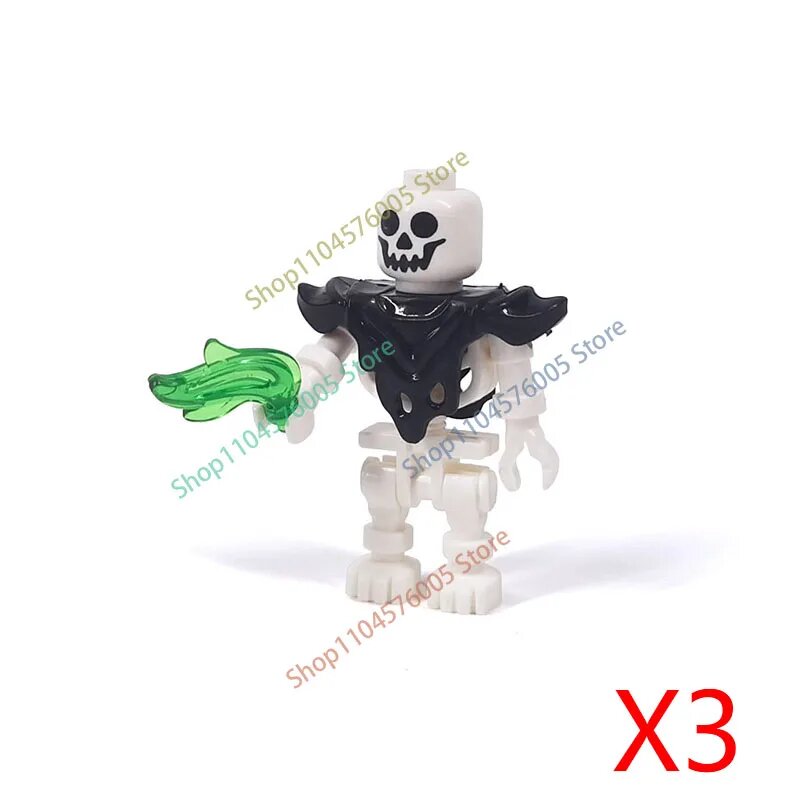 MOC Хэллоуин Скелеты Белый, A1-10-11-3PCS