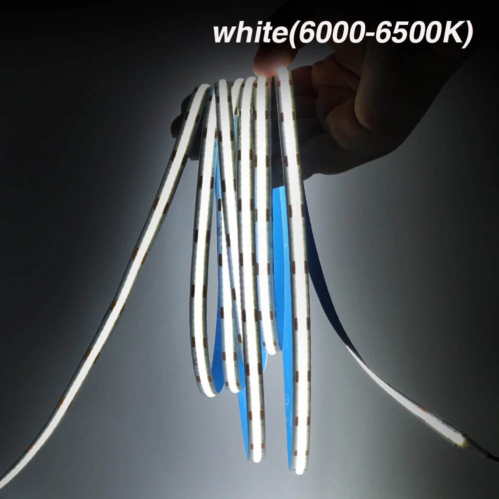 Светодиодная лента COB 10м, 24V, белый свет с проводом 2pin