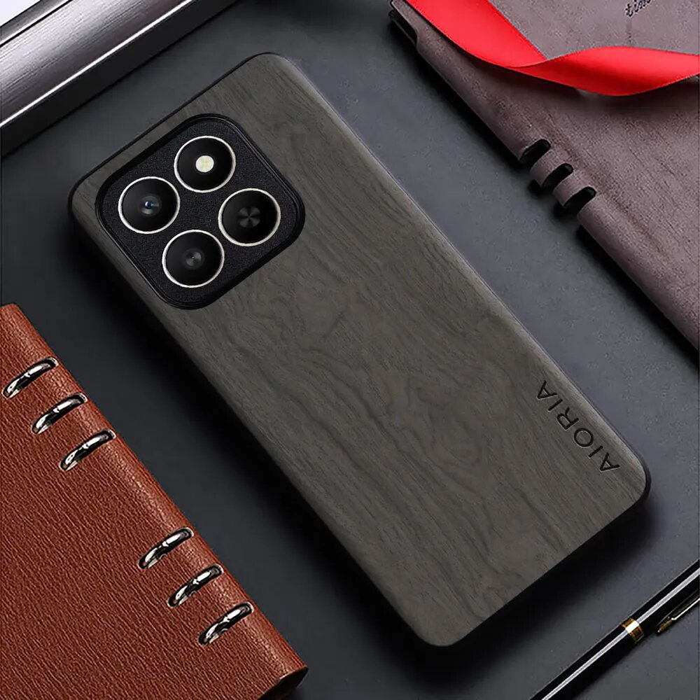 Чехол Honor X7D, GY, кожаный, бамбук