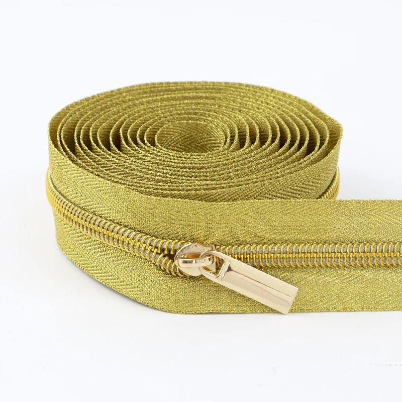 Нейлоновая лента на молнии Meetee 2/5/10 м Желтый, KY273-Gold, 5Meters