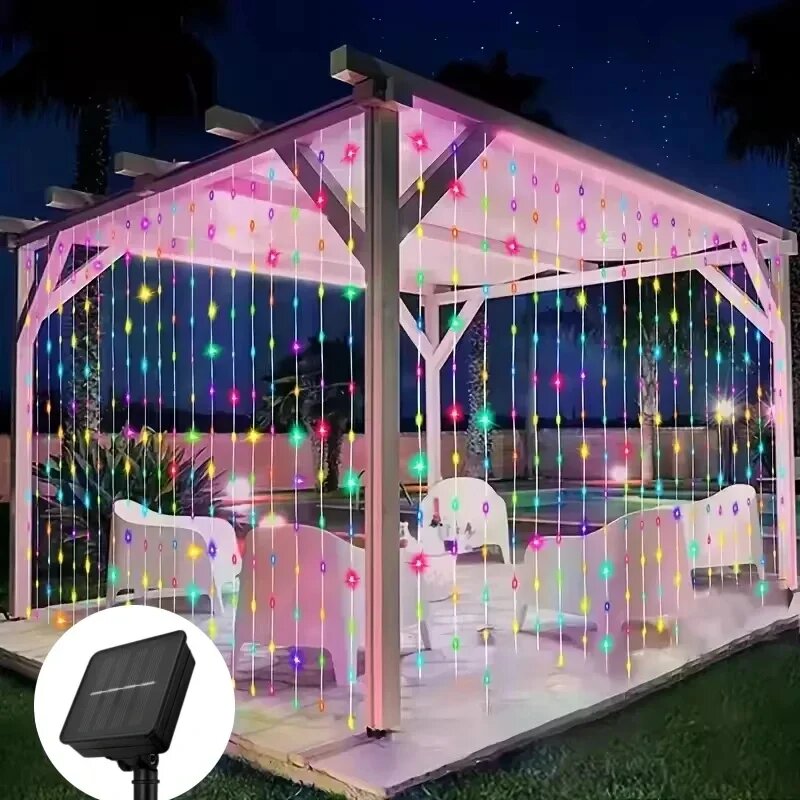 Солнечная гирлянда-штора Multicolor 3x3 м, 300 LED