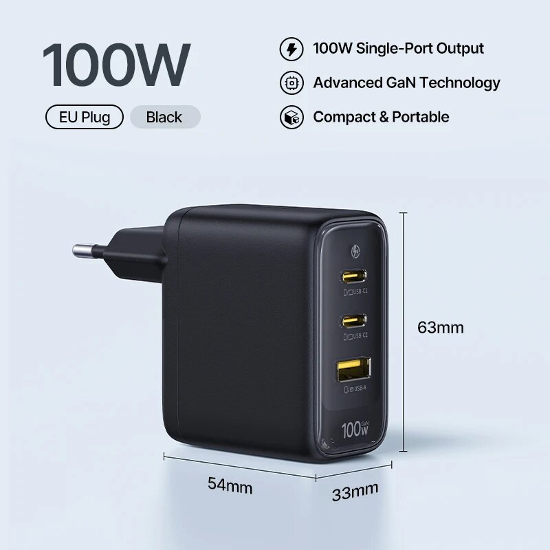 Зарядное устройство Baseus 100W Black EU Plug