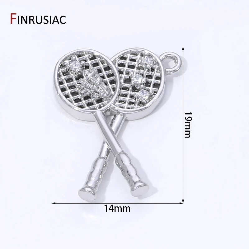 Кулон-ракетка теннисная, Rhodium Plated, 14 мм