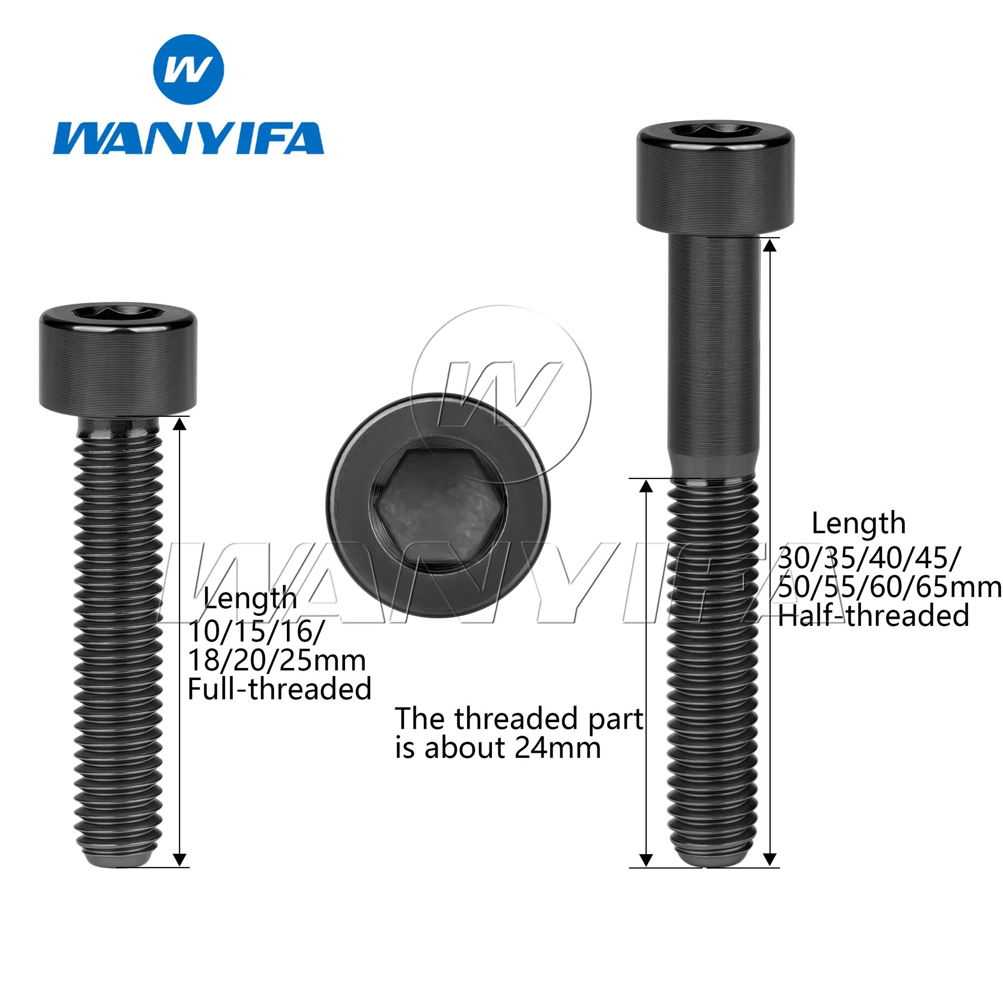Wanyifa титановые болты M6 для велосипеда Черный, Black, 50 мм