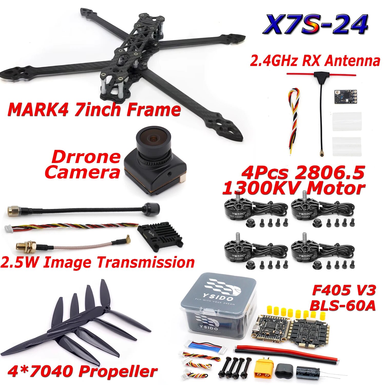 YSIDO Рама для FPV-дрона 295 мм 7 дюймов X7S-24