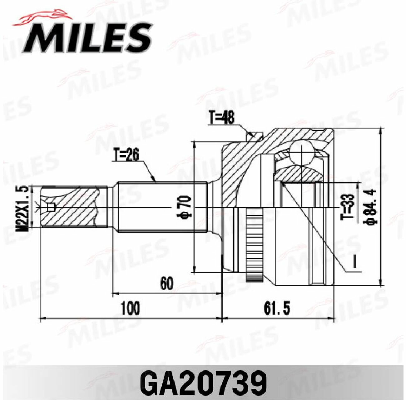 ШРУС TOYOTA CAMRY 11- нар. GA20739, MILES GA20739