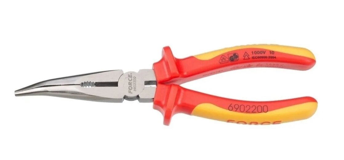 Диэлектрические длинногубцы FORCE 6902200 8" гнутые