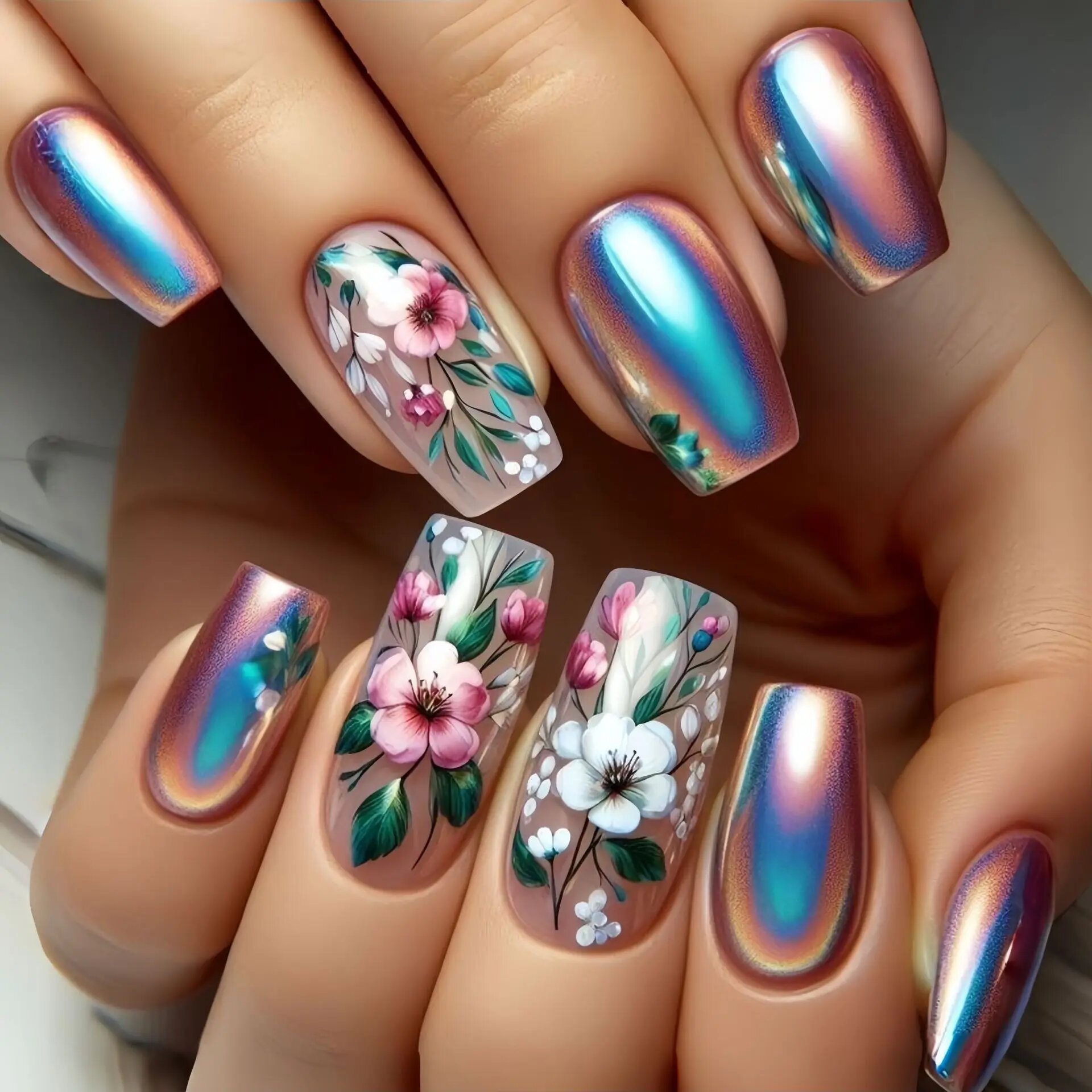 Накладные ногти Flower Gradient ABS 24шт