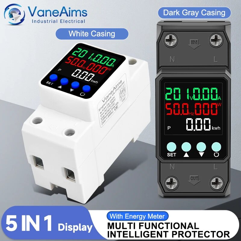 VaneAims 5IN1 УЗО 63A, 2 полюса, Dark gray casing