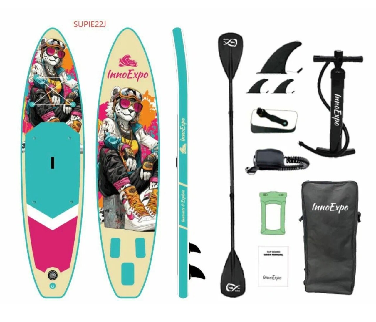 Sup board, доска с веслом, Сап борд Koi, сап борд полный комплект. Надувная доска. Sup board Inno Expo 22J