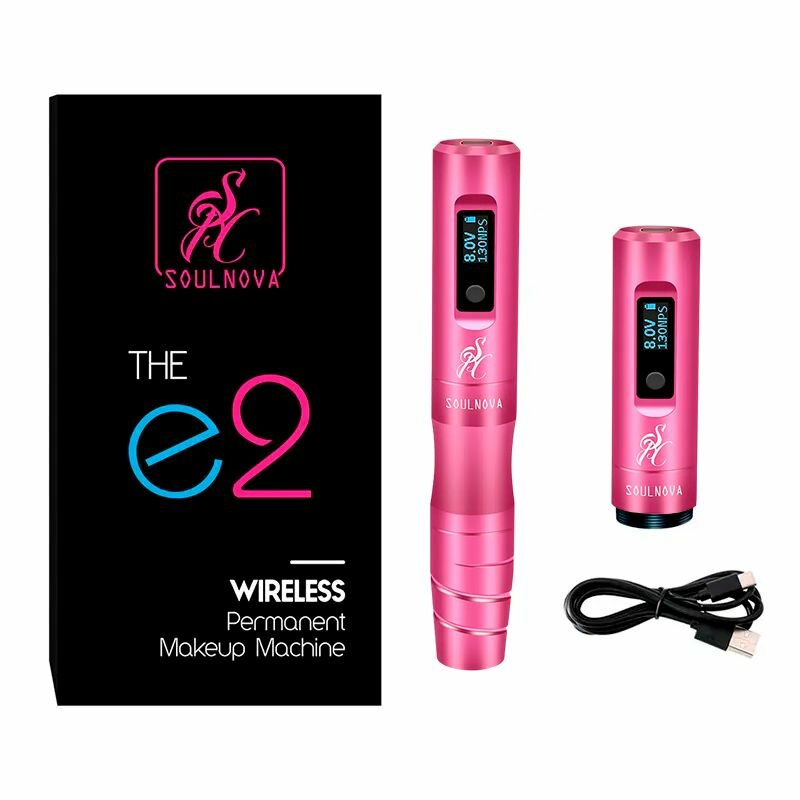 Тату машинка беспроводная для перманентного макияжа AVA SOULNOVA E2 PMU PEN Pink