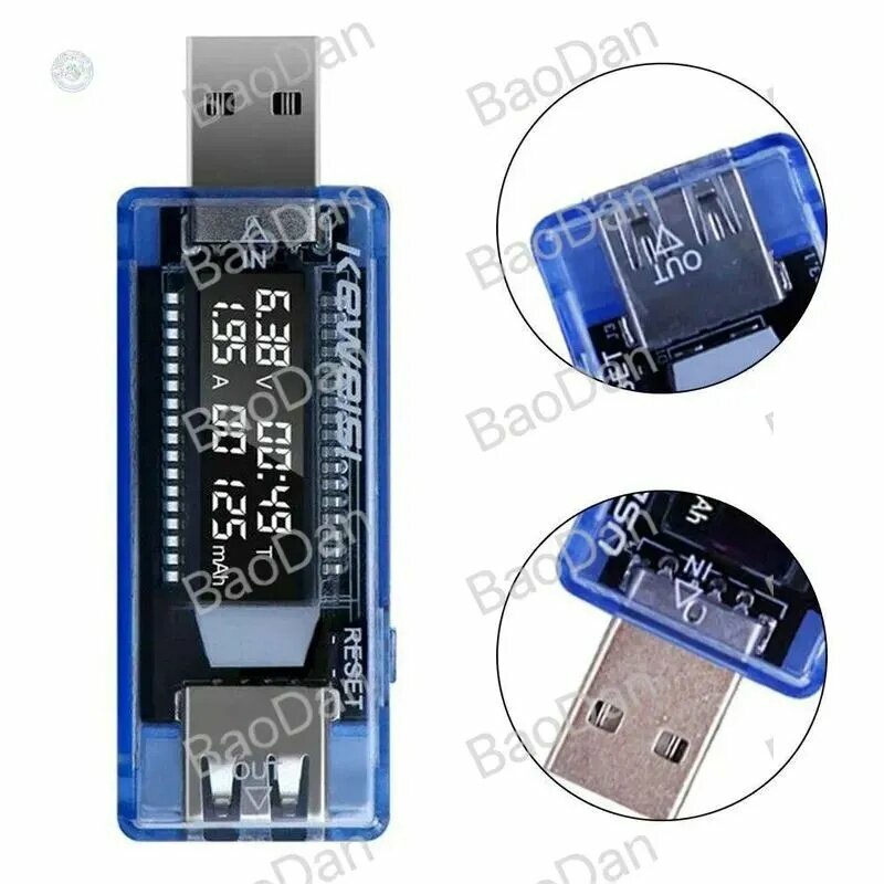USB тестер напряжения и тока, измеритель питания для блока питания, компактный USB-индикатор, портативный контроллер электропараметров, прозрачный корпус