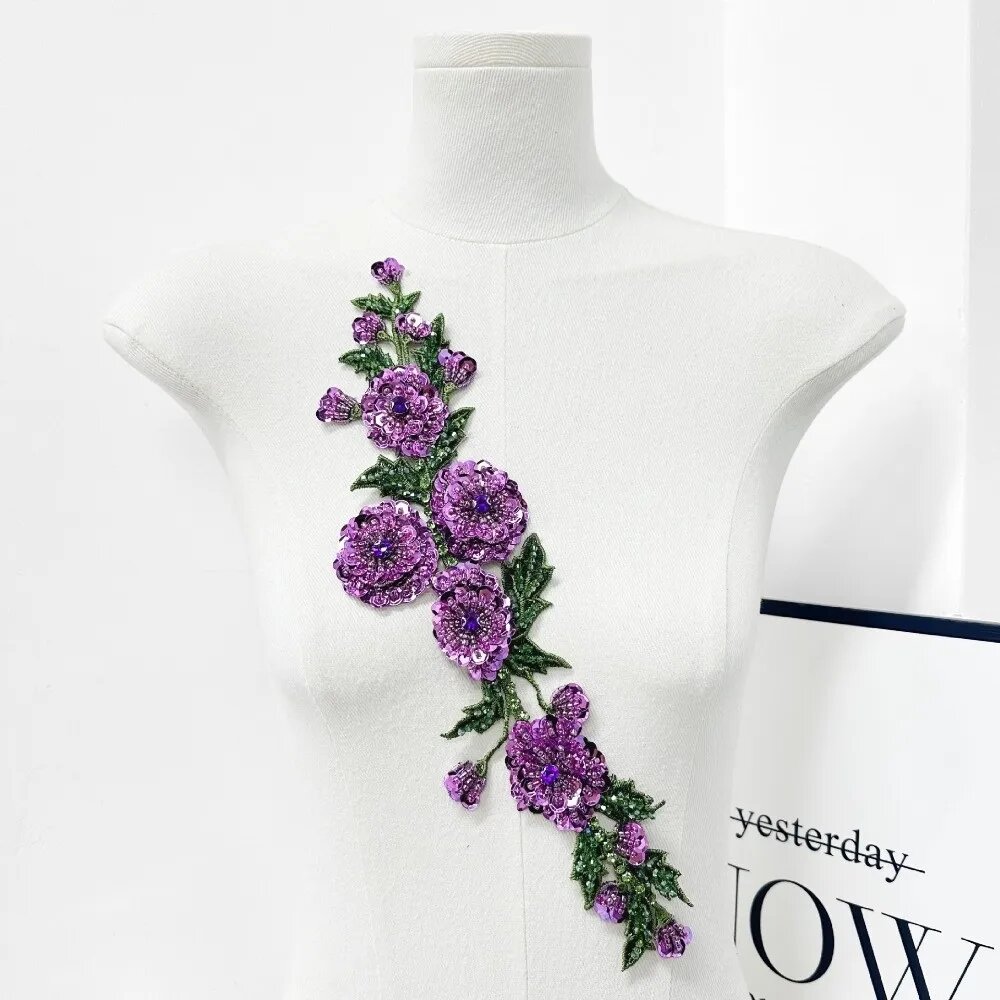 Нашивка с цветочным узором Фиолетовый, Purple