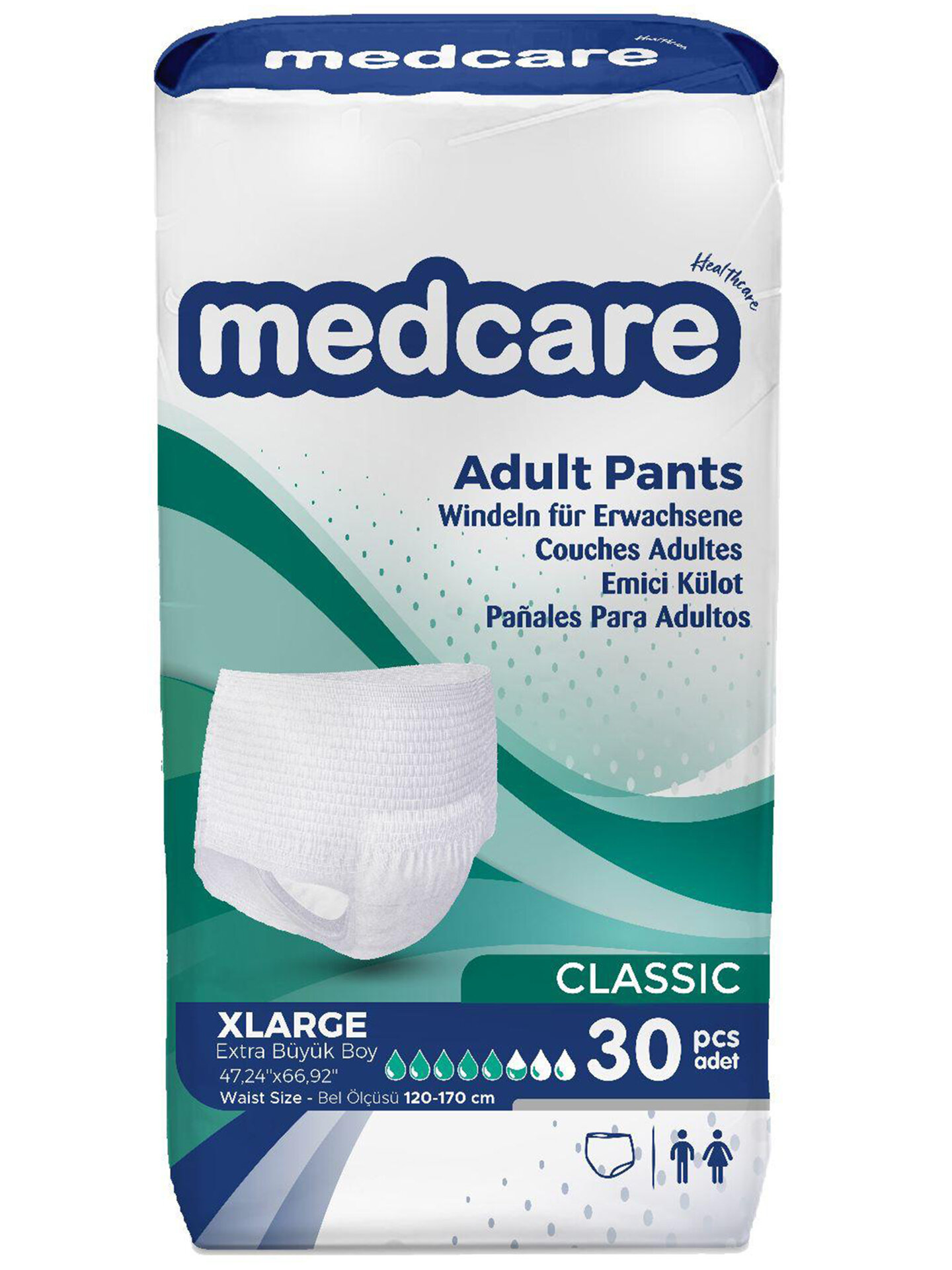 MEDCARE CLASSIC Подгузники-трусики для взрослых - XL 120-170см/30шт.