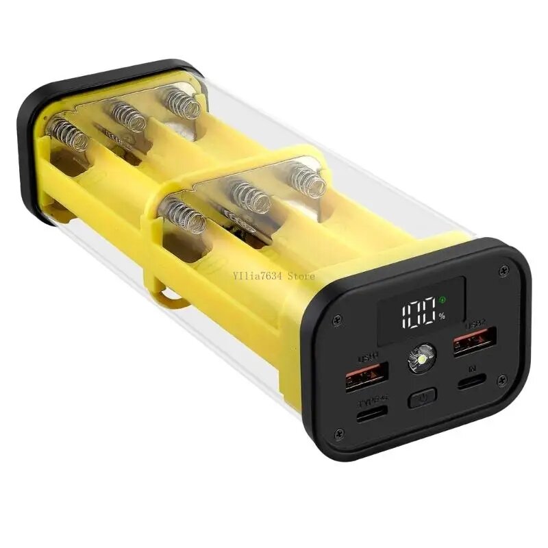 Пластиковый корпус для Powerbank 22.5 Вт 12 слотов 18650 Yellow