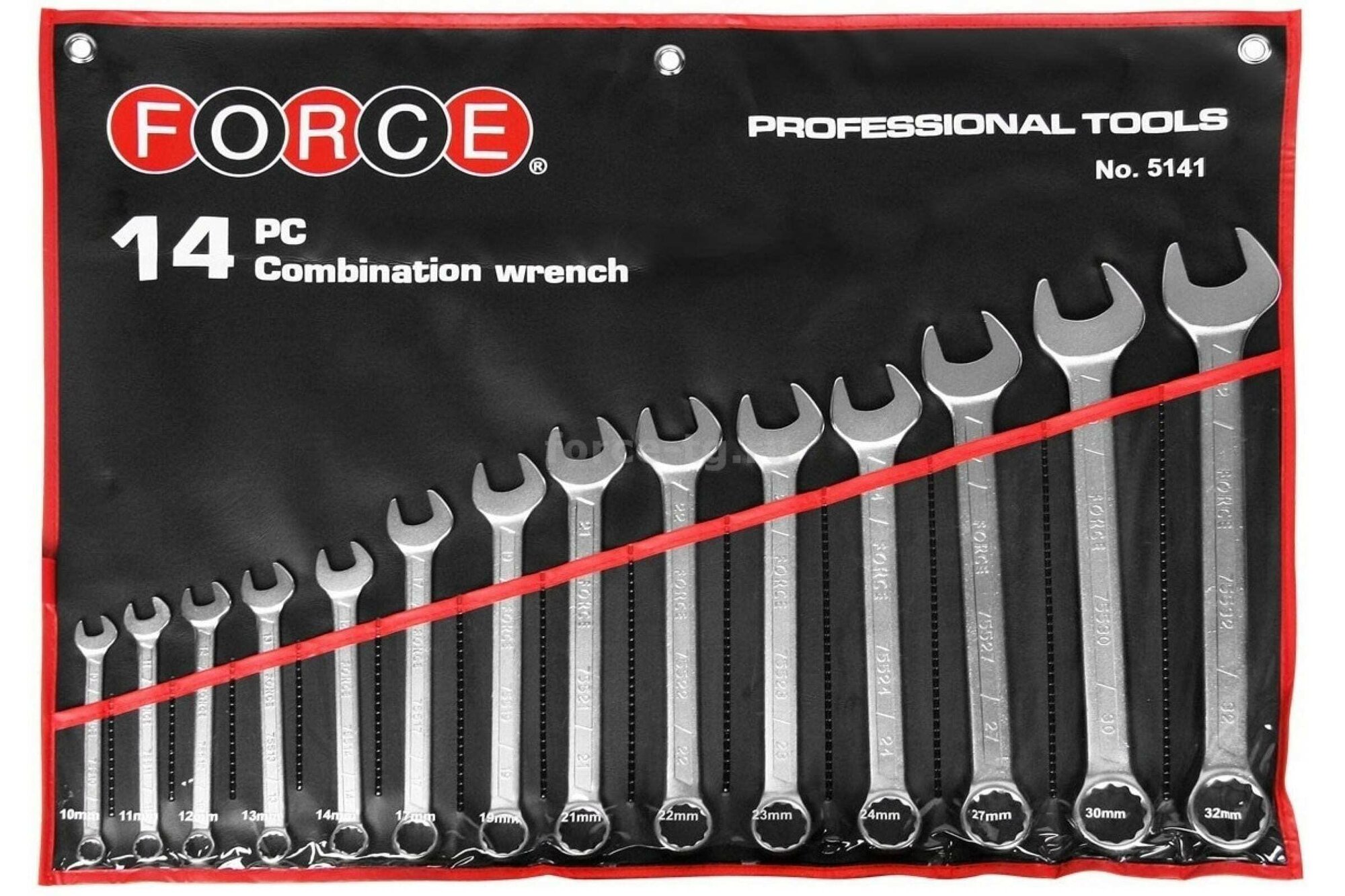 Набор комбинированных гаечных ключей FORCE 5141C, 14 предметов 8-23м (в тканевой свёртке)