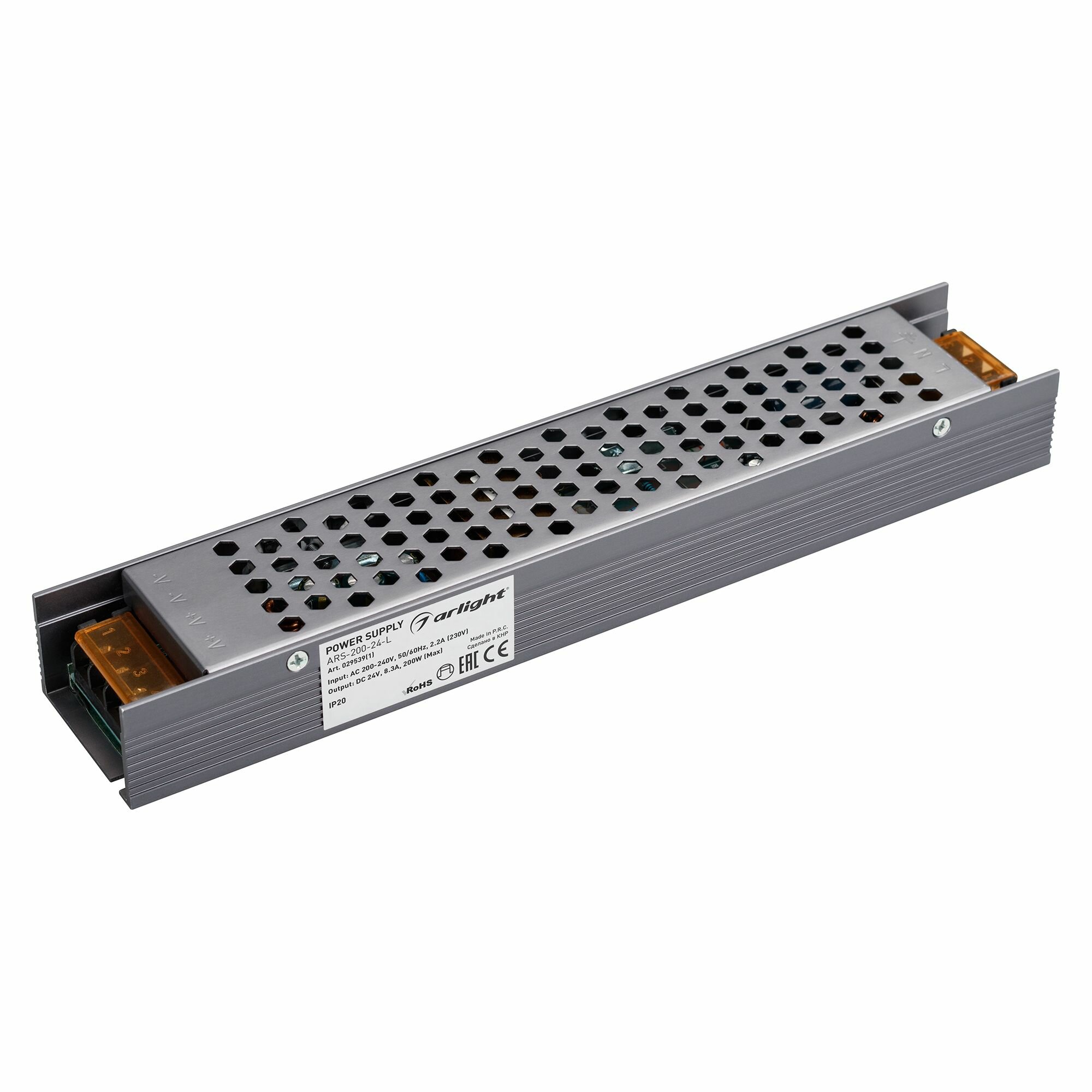 Блок питания для светодиодной ленты Arlight ARS-200-24-L (24V, 8.3A, 200W)