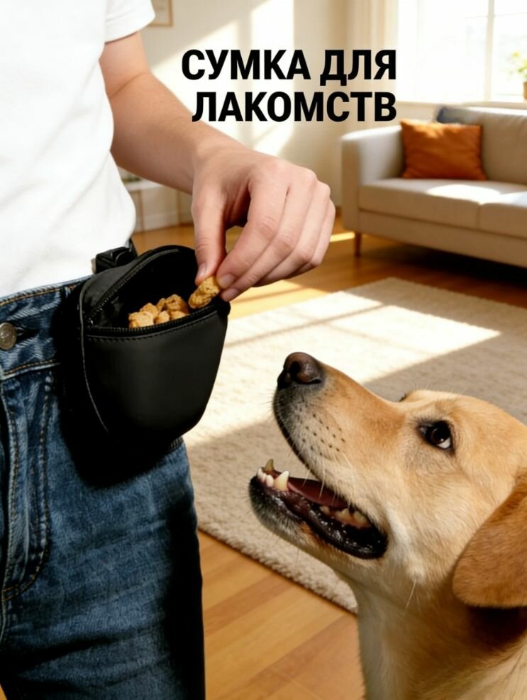 Сумочка для лакомств силиконовая с магнитным замком - черная
