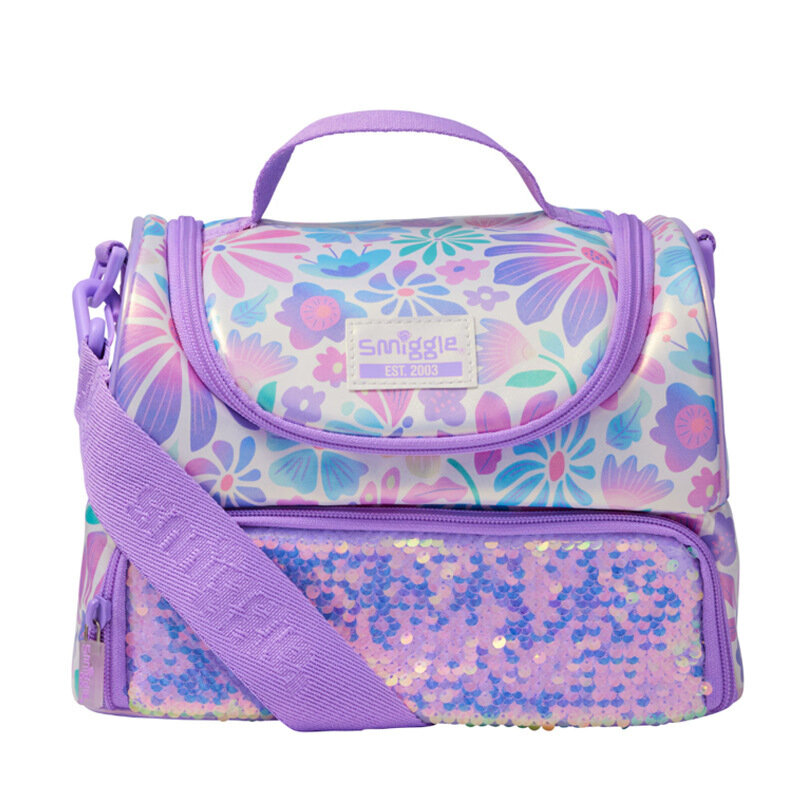 Сумка для обеда Smiggle с блестящим принтом, фиолетовая с шиммером