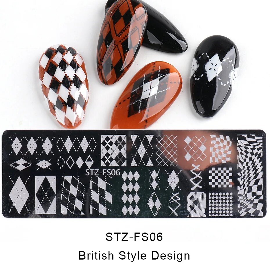 Шаблоны для стемпинга ногтей STZ-FS06, British Style