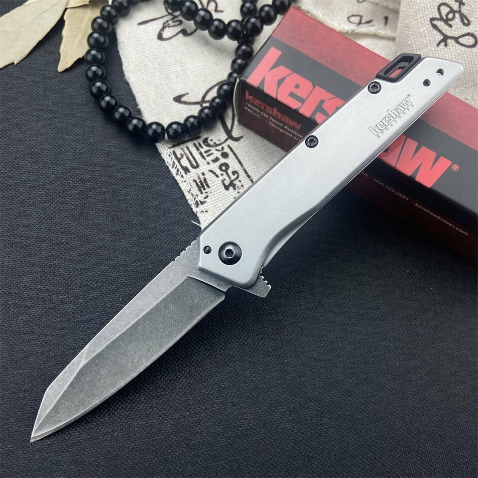 Складной карманный нож Kershaw 1365 Misdirect с клинком Reverse Tanto из стали 8Cr13Mov с черным покрытием, рукоятками из нержавеющей стали, тактические ножи.