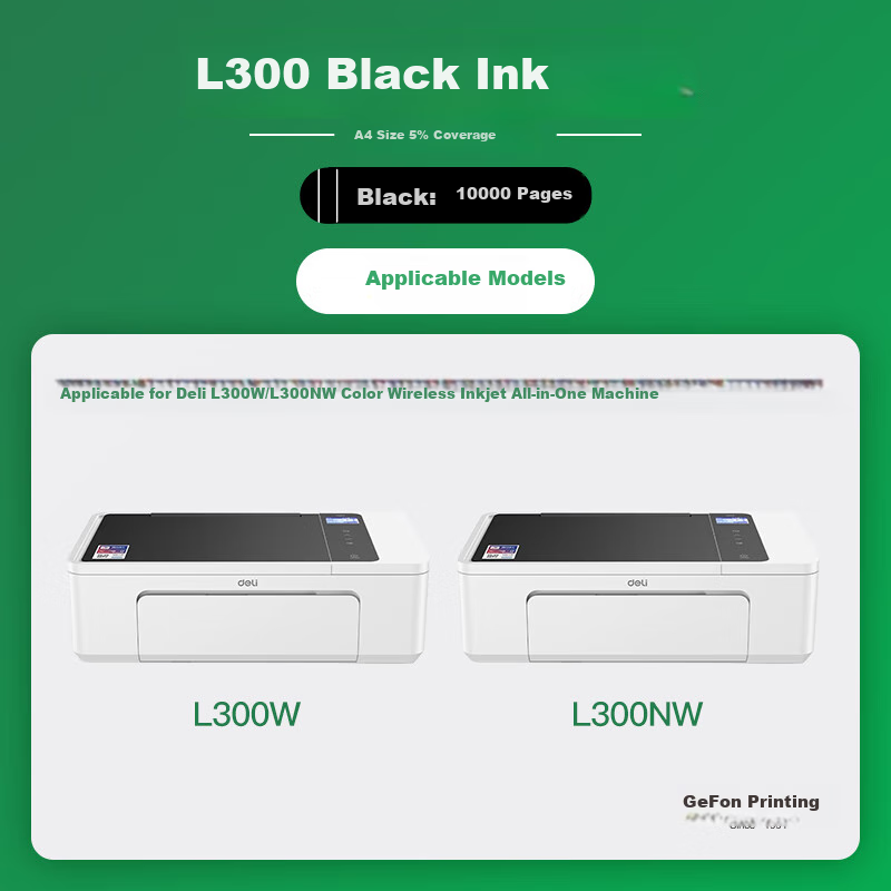 Черная картридж Befon L300NW совместимый с принтерами Deli L300W и L300NW Цвет：Черная чернила