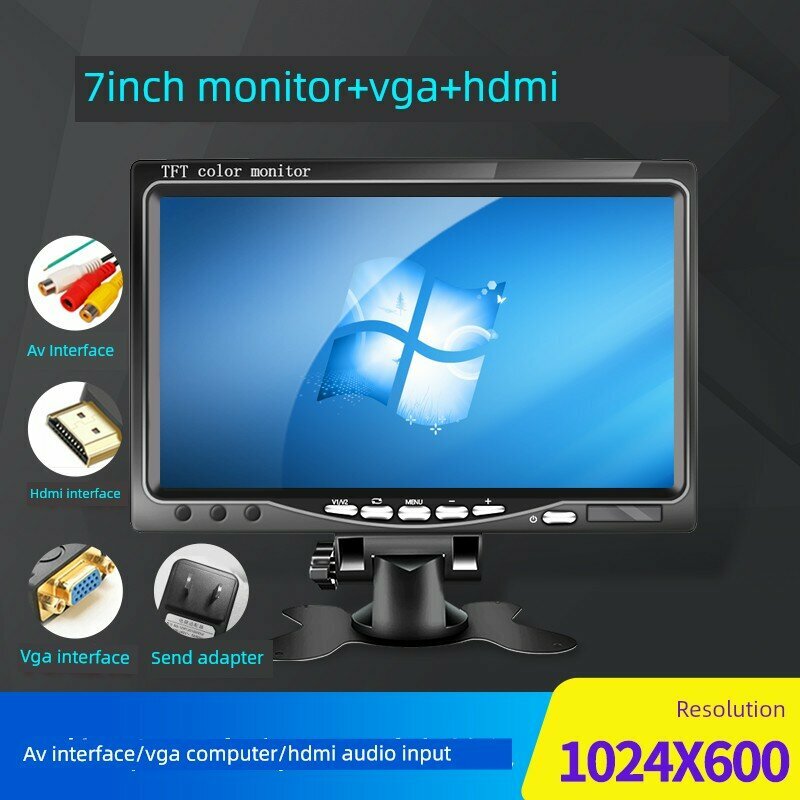 7-дюймовый автомобильный монитор с интерфейсом HDMI и дисплеем IPS, высокое разрешение для грузовиков и комбайнов