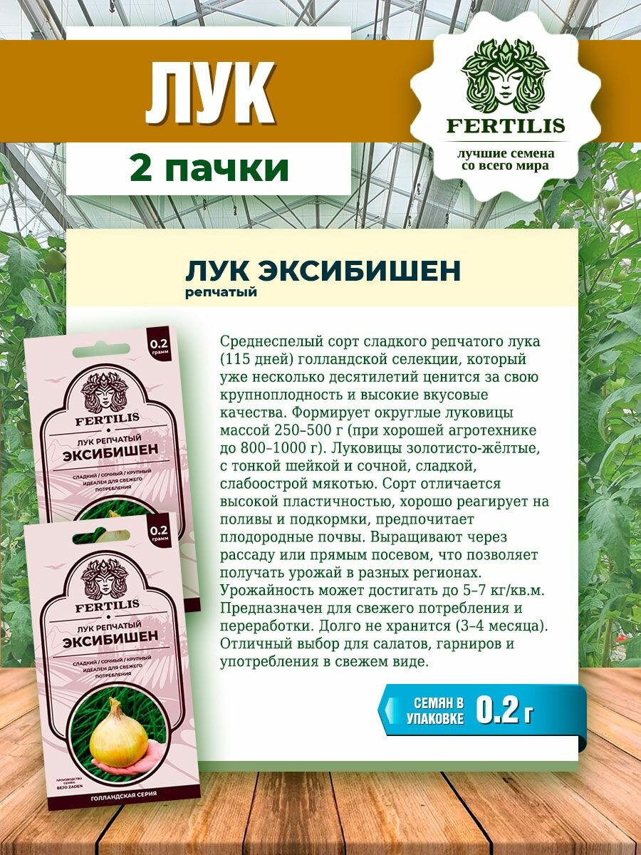 Семена репчатого лука Эксибишен от компании Fertilis (2 пачки) — фото 1