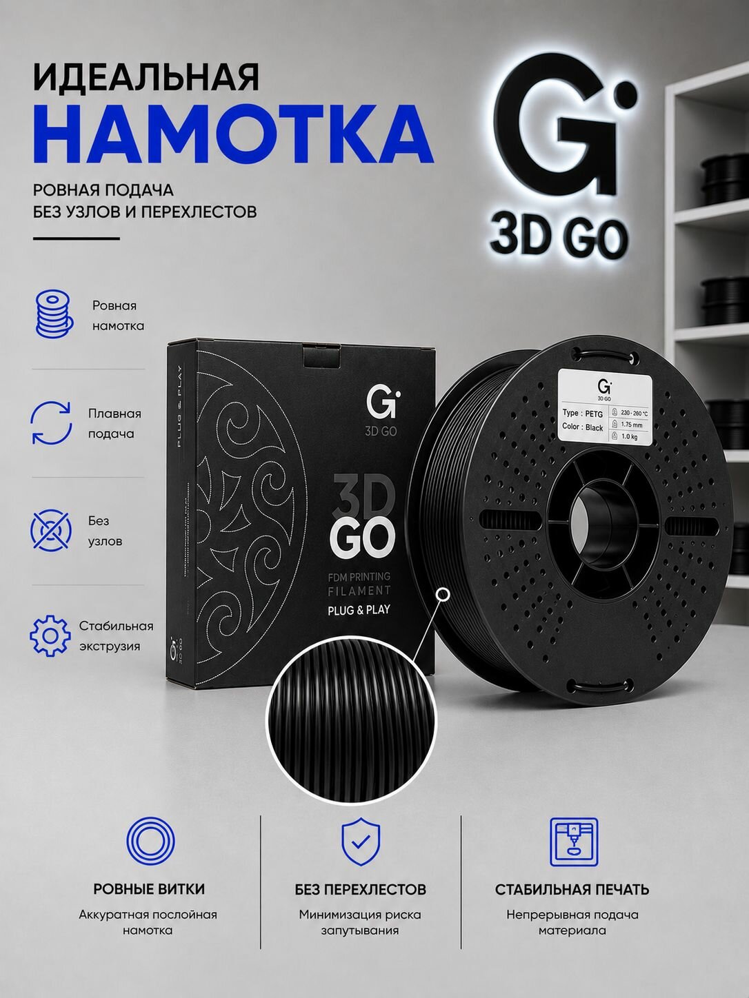 3D GO PETG Черный — фото 1