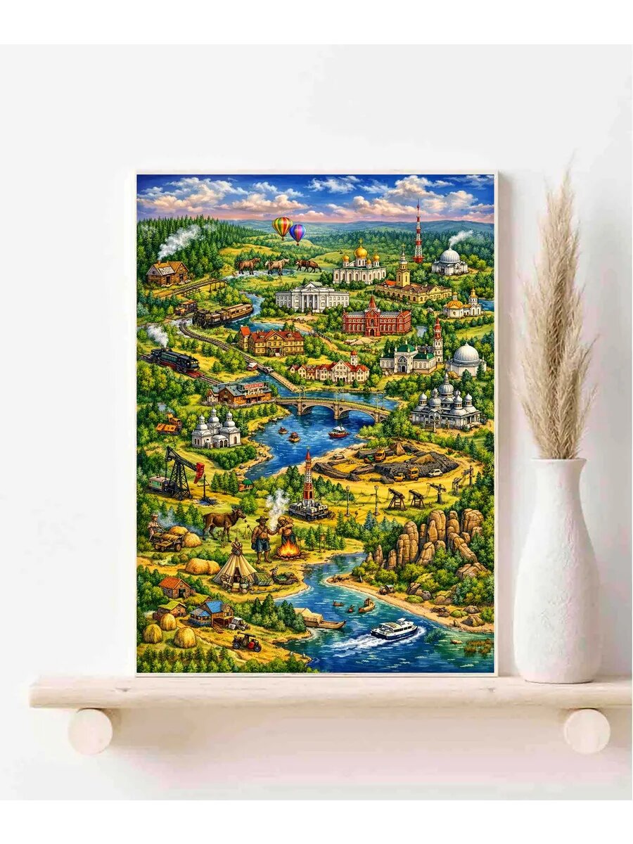 Томская область, Россия, Fantasy Map, Карта, Плакат 30x42см